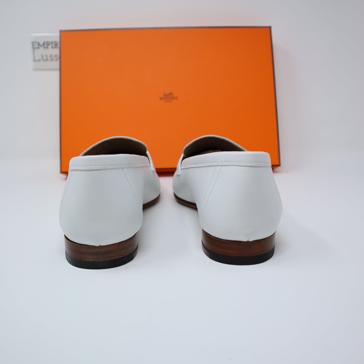 $1225 37.5 NEW HERMES PARIS LOAFER Blanc White Permabrass – Empire Lusso
